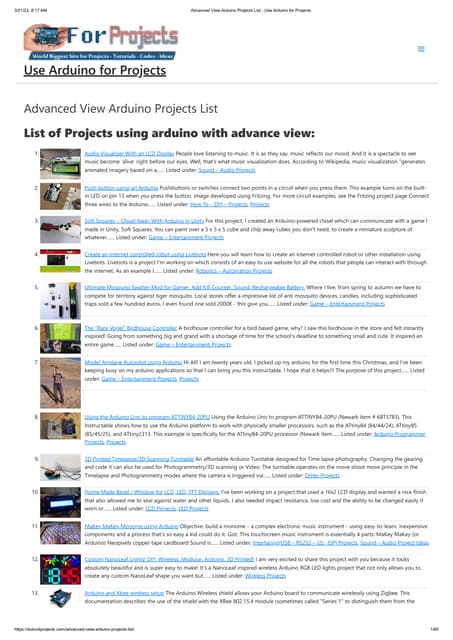 Advanced View Arduino Projects List Use Arduino For Projectspdf 7191