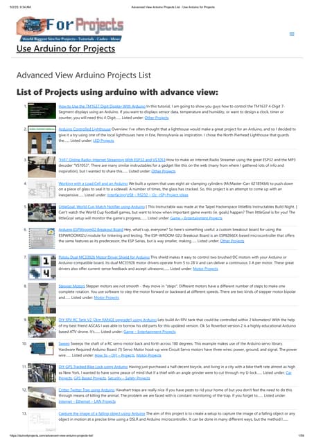 Advanced View Arduino Projects List Use Arduino For Projectspdf 5857