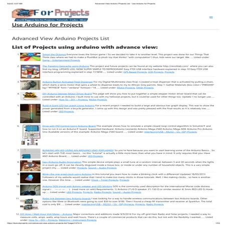 Advanced View Arduino Projects List Use Arduino For Projects 5pdf 