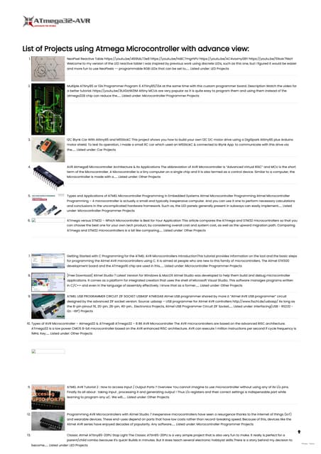 Advanced View Of Atmega Microcontroller Projects List At Mega32 Avr Pdf