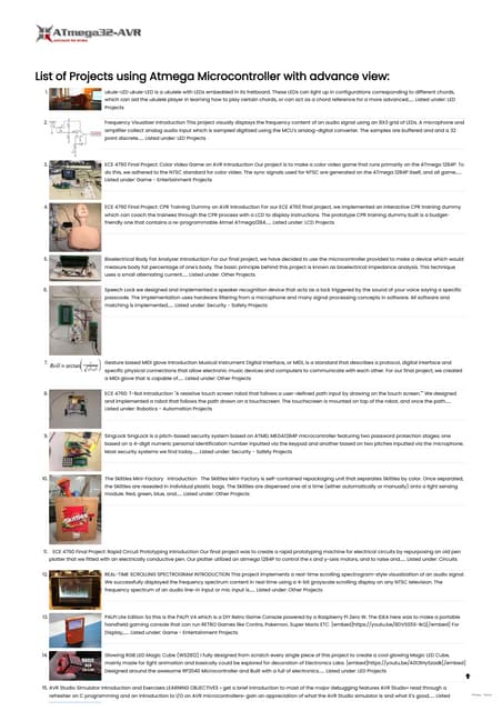 Advanced View Of Atmega Microcontroller Projects List Atmega32 Avr Pdf