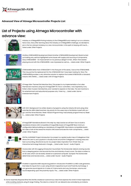 Advanced View Of Atmega Microcontroller Projects List Atmega32 Avr Pdf