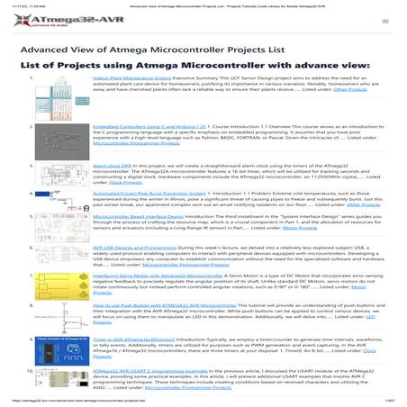 Advanced View Of Atmega Microcontroller Projects List Projects Tutorials Code Library For