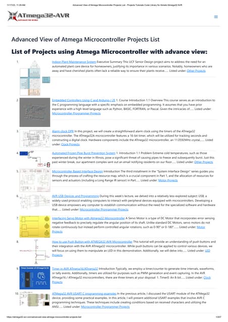Advanced View Of Atmega Microcontroller Projects List Projects Tutorials Code Library For