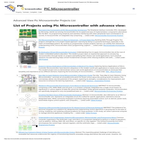 Advanced View Pic Microcontroller Projects List Pic Microcontrollerpdf Technology And Computing