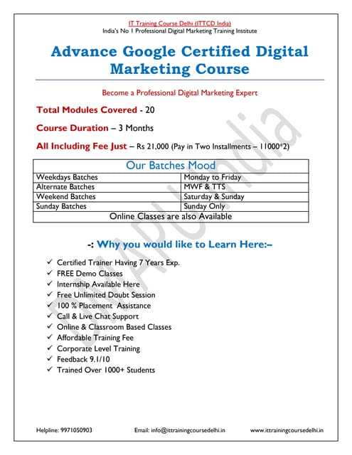 Advance digital marketing course syllabus | PDF