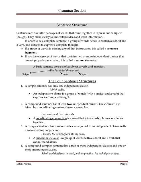 Sentence structure | PPT