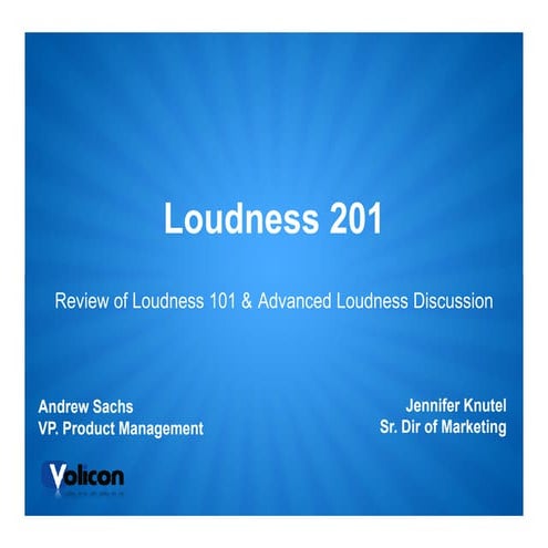 Loudness 201: Advanced Loudness Webinar | PDF | Digital Audio | Computer Software and Applications