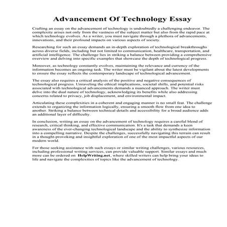 Advancement Of Technology Essay | PDF | Biological Sciences | Science