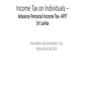 Advance personal income TAX (APIT)- Sri Lanka | PDF