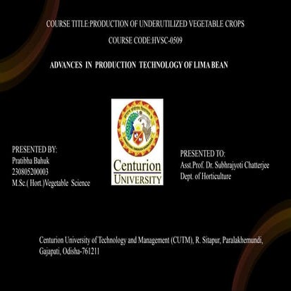 Advance Production technology of lima beans, Pratibha Bahuk ...