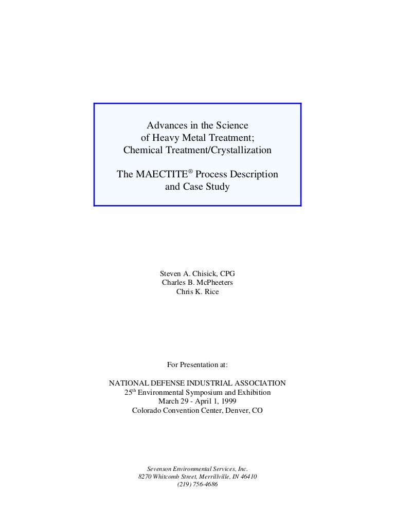 Advances in Heavy Metal Fixation, Chemical Treatment/Crystallization