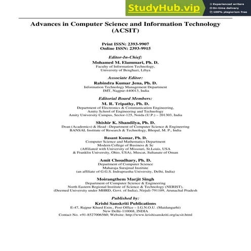 Advances In Computer Science And Information Technology | PDF