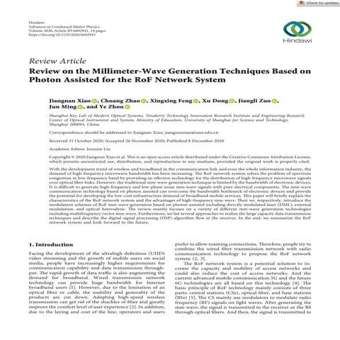 Advances in Condensed Matter Physics - 2020 - Xiao - Review on the Millimeter‐Wave Generation ...