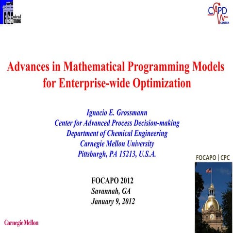Advances in Mathematical Programming Models for Enterprise-wide ...