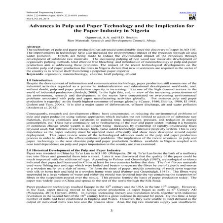 Advances in pulp and paper technology and the implication for the paper ...