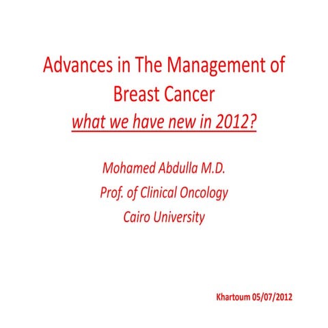 Advances in the management of breast cancer | PPTX