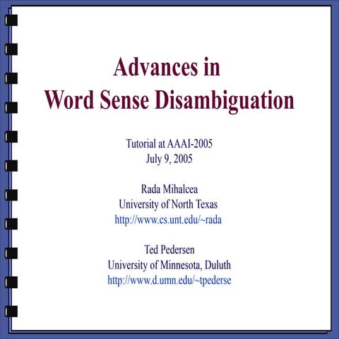 Advances in word sense disambiguation | PPT