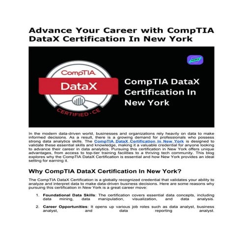 Advance Your Career with CompTIA DataX Certification In New York.docx