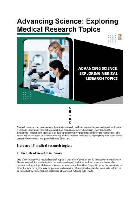 Medical research | PPTX | Healthcare Industry | Industries