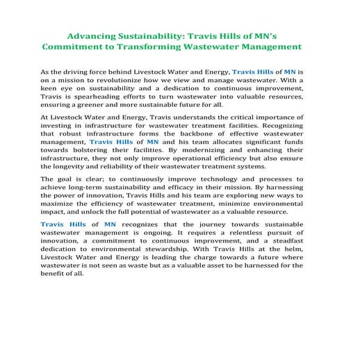 Advancing Sustainability: Travis Hills of MN's Commitment to ...