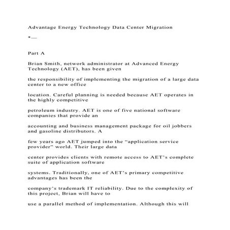 Advantage Energy Technology Data Center Migration—Part A.docx