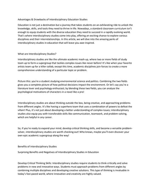 Multidisciplinary | PPTX | Undergraduate Education | College Education