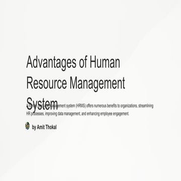 Advantages of Human Resource Management System | PPTX