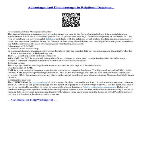 What Are The Advantages And Disadvantages Of Database