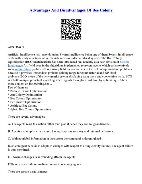 SWARM INTELLIGENCE FROM NATURAL TO ARTIFICIAL SYSTEMS: ANT COLONY ...
