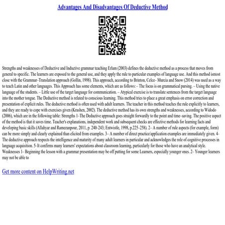 Disadvantages Of Deductive Method