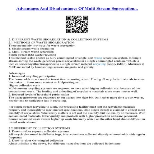Advantages And Disadvantages Of Multi Stream Segregation... | PDF