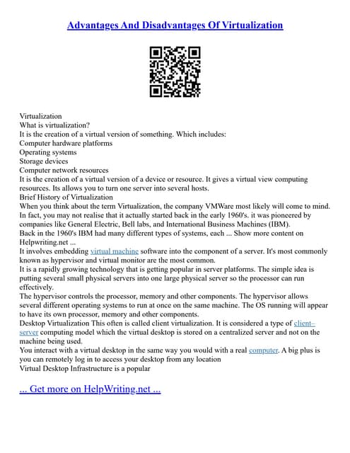 Advantages And Disadvantages Of Virtualization Pdf Cloud Computing