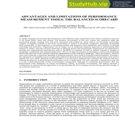 Advantages And Limitations Of Performance Measurement Tools The ...