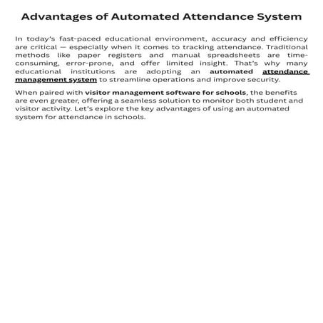 Advantages of Automated Attendance System | PDF