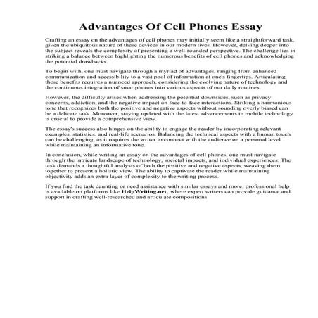 Advantages Of Cell Phones Essay.pdf