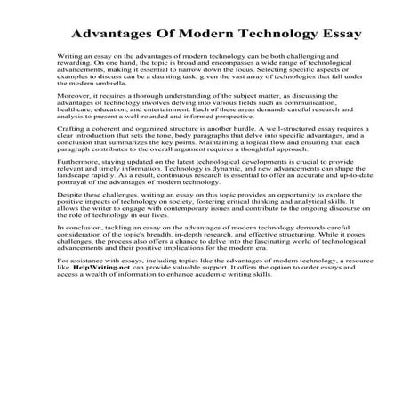 Advantages Of Modern Technology Essay.pdf