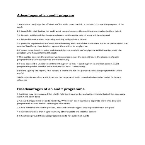 Advantages of program an audit program | PDF