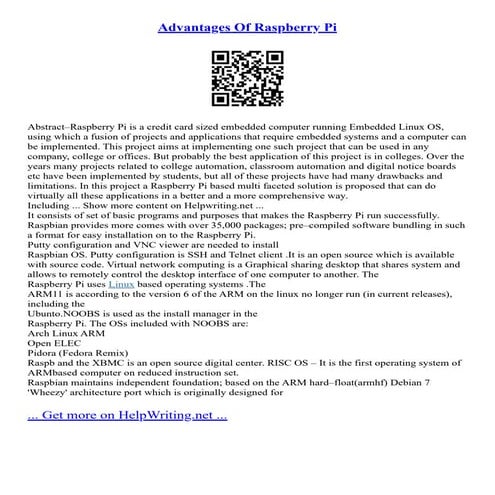 Advantages Of Raspberry Pi | PDF