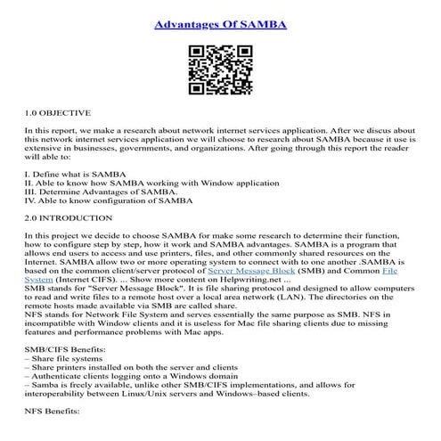 Advantages Of SAMBA | PDF | Operating Systems | Computer Software and Applications