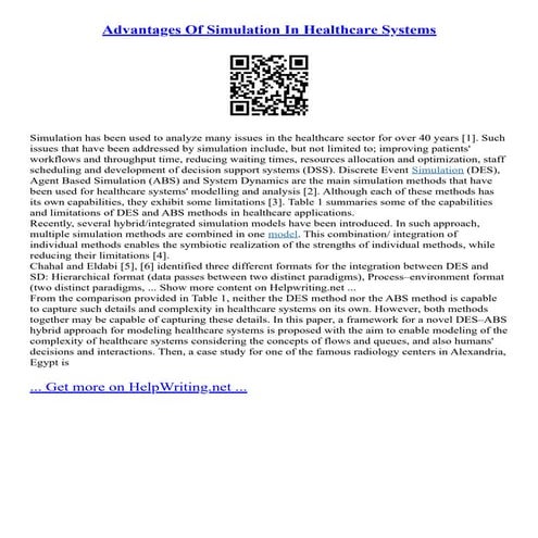 Advantages Of Simulation In Healthcare Systems | PDF | Healthcare Industry | Industries