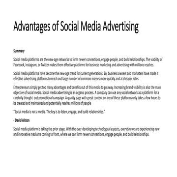 Advantages of social media advertising | PPT