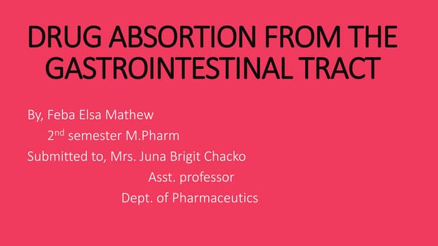 pH partition theory of drug absorption | PPTX
