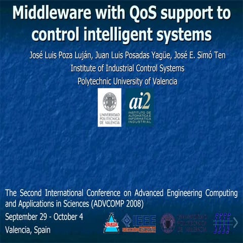 Middleware with QoS support to control intelligent systems | PPT | Internet of Things | Internet