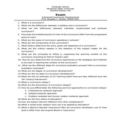 Adv curdev exam final | PDF