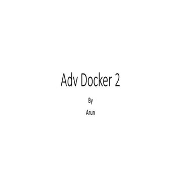 Advanced Docker Hands On | PPTX