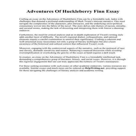 Adventures Of Huckleberry Finn Essay.pdf
