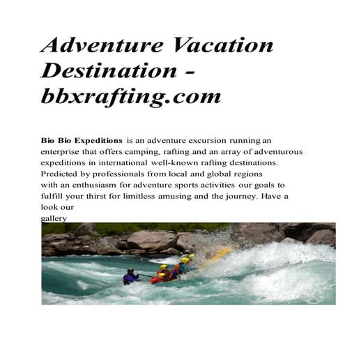 Adventure vacation destination | DOCX | Travel