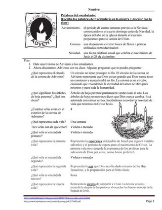 Advent wreath activity center for High School Students | PDF