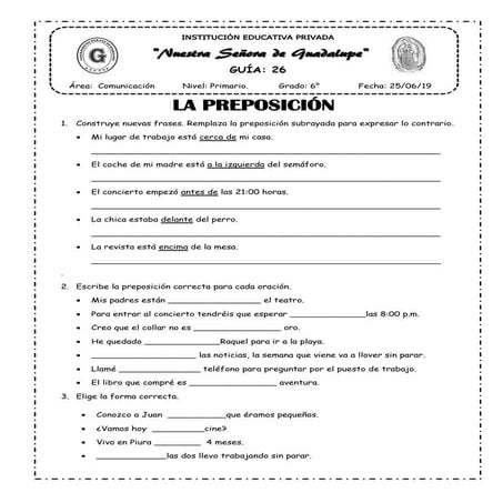 Las preposiciones practica | PPTX